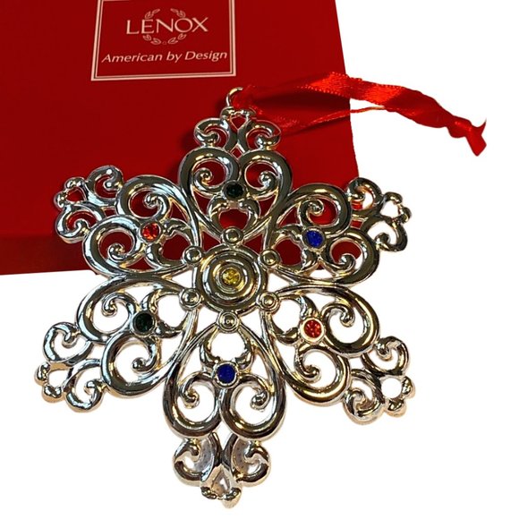 Lenox | Holiday | Lenox Silverplate Multicrystal Snowflake Ornament Nib ...